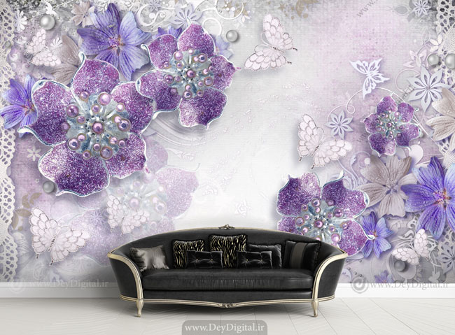 قیمت و خرید پوستر دیواری گل بنفش BA-2256 | چاپ دی:تولید کننده کاغذ ...