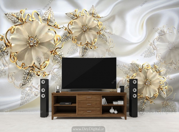 قیمت و خرید پوستر دیواری پشت تلویزیون گل خطی BA-1309 | چاپ دی:تولید ...