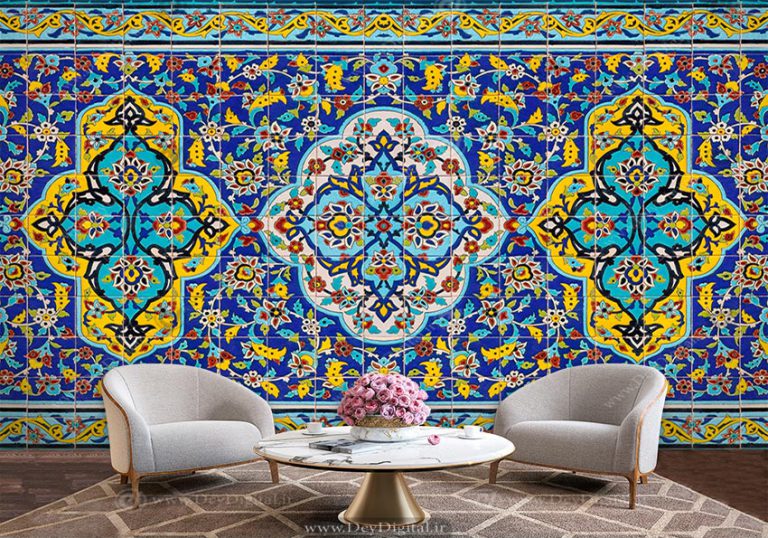 قیمت و خرید پوستر دیواری سه بعدی سنتی مدل کاشیکاری Ba 4957 چاپ دی