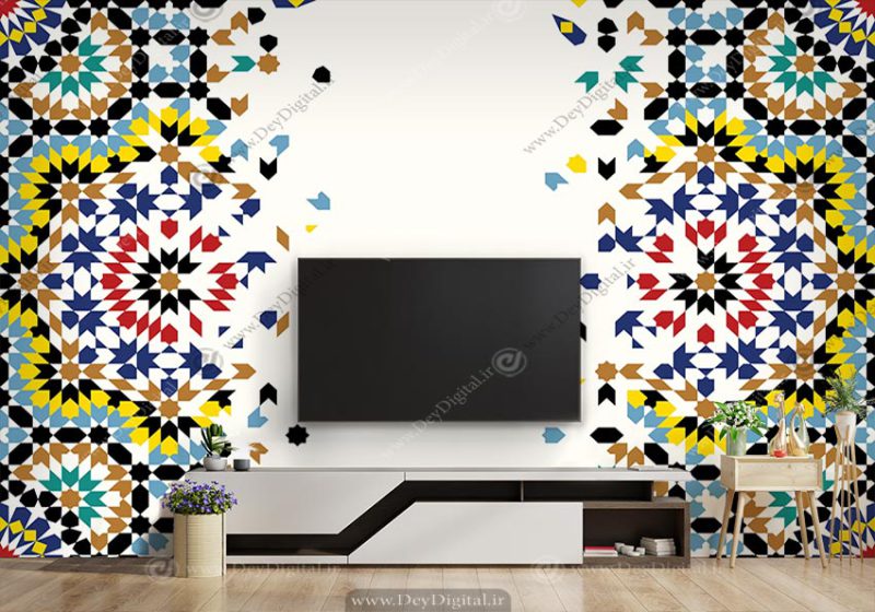قیمت و خرید پوستر دیواری فرم های هندسی رنگی مدل کاشیکاری سنتی Ba 1470 چاپ دی تولید کننده
