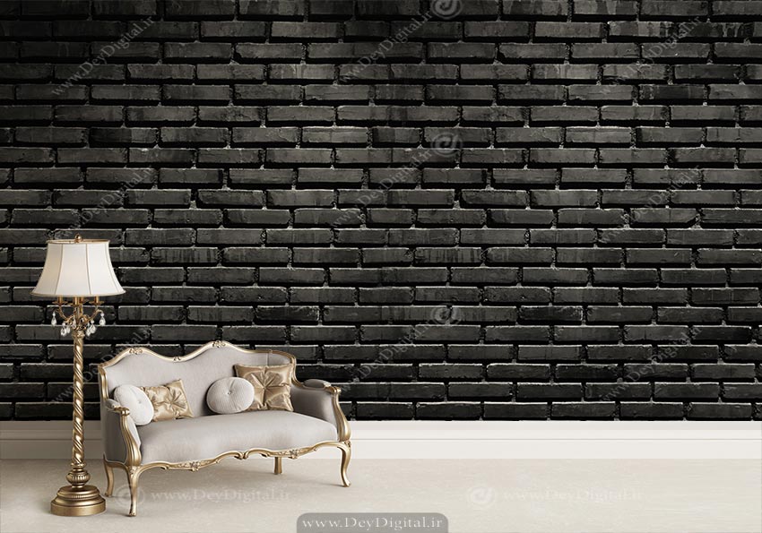 قیمت و خرید پوستر دیواری طرح آجر نسوز مشکی Ba 6938 چاپ دی تولید