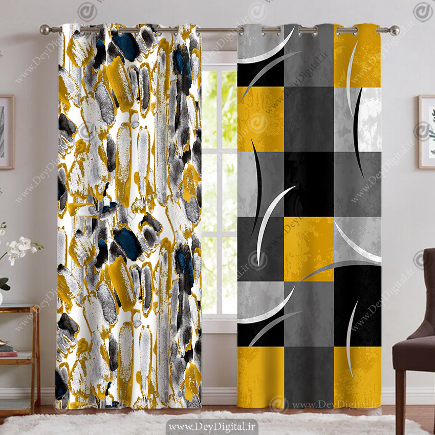 خرید و قیمت پرده چاپی طرح آبرنگی گل و پر SM-11501 | چاپ دی : تولید ...