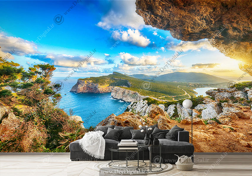 کاغذ دیواری سه بعدی منظره ساحل دریا BA-7801 | چاپ دی : دکوراسیون داخلی ...